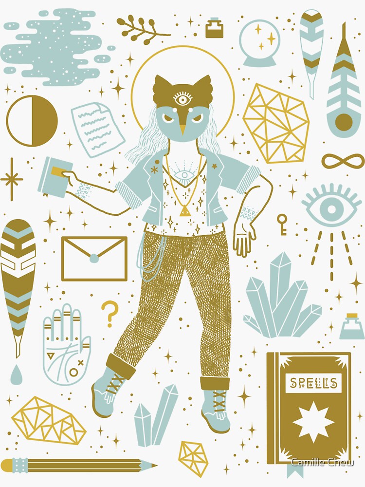 "The Scholar" Sticker for Sale by Camille Chew | Redbubble