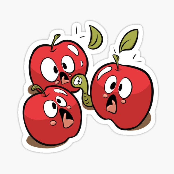 "Funny Scared Apples " Sticker for Sale by AlessiaUrsoArts | Redbubble