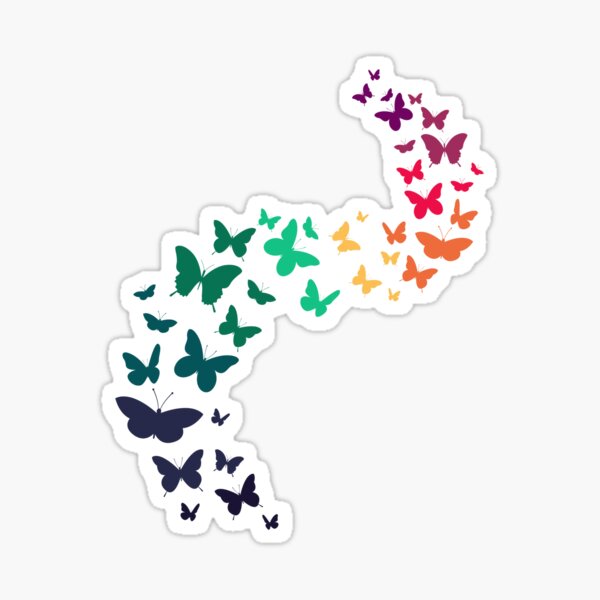 "Colorful Butterfly Migration - Flying Butterflies" Sticker for Sale by ...