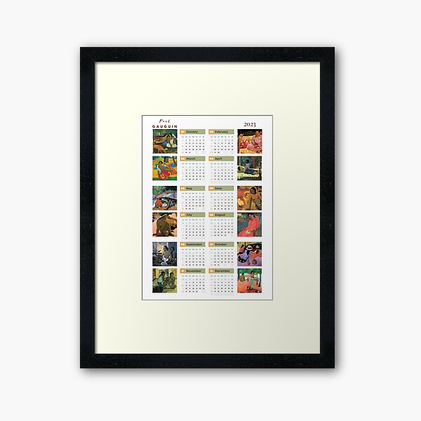 "Paul Gauguin calendar 2023 ,One Page Wall Calendar 2023 , Calendar ...