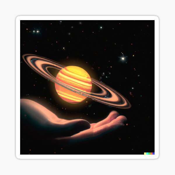 "Glowing Saturn Floating On the Palm " Sticker for Sale by TheMagicalAIArt | Redbubble
