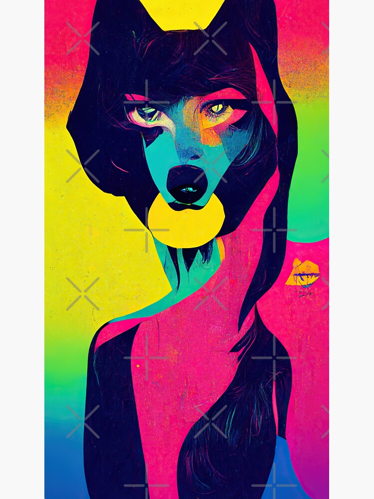 "Trippy Wolf II, Wolf Stickers - by CreAItive Designs" Sticker for Sale ...
