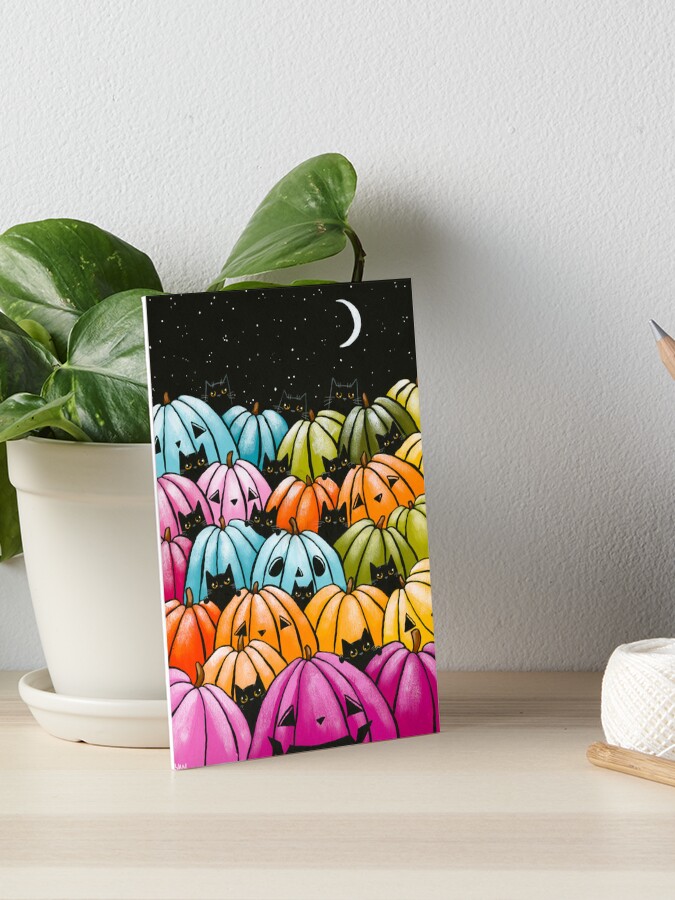 "Cats in the Rainbow Pumpkin Patch" Art Board Print for Sale by ...