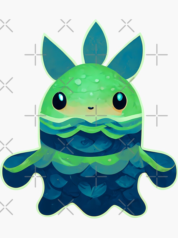 "Cute Green Water Creature" Sticker for Sale by Whitlockian | Redbubble