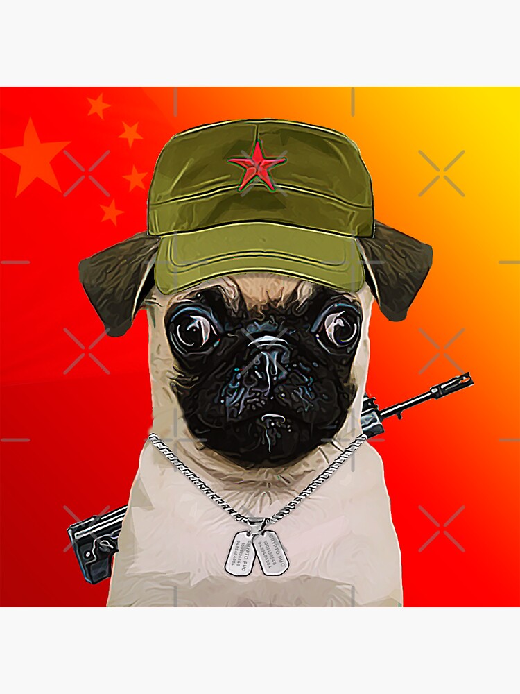 "Chinese Soldier Pug" Sticker for Sale by L'art Designs | Redbubble