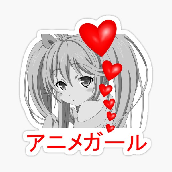 "Anime Girl Cute Kawaii Hearts" Sticker for Sale by KamiNari7 | Redbubble