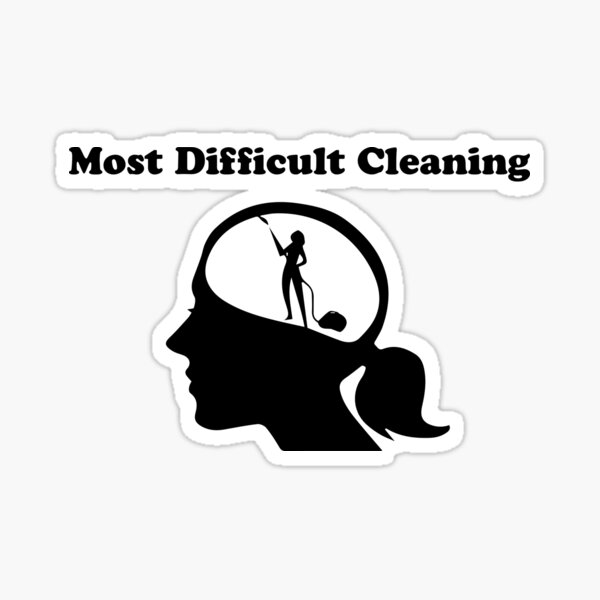 "most difficult cleaning funny shirt with brain illustration" Sticker ...