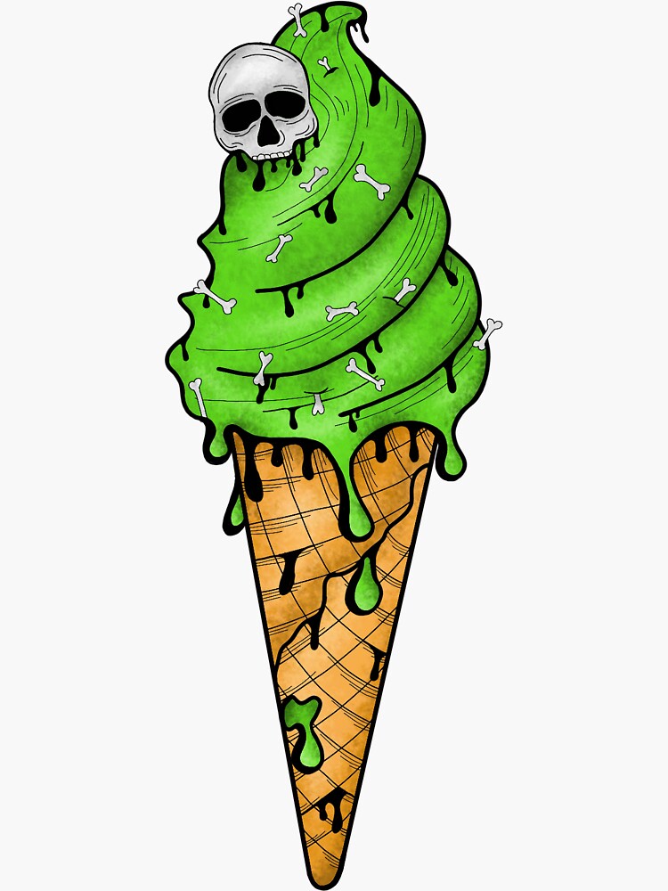 "Dripping Spooky Halloween Ice Cream Cone" Sticker for Sale by madam ...