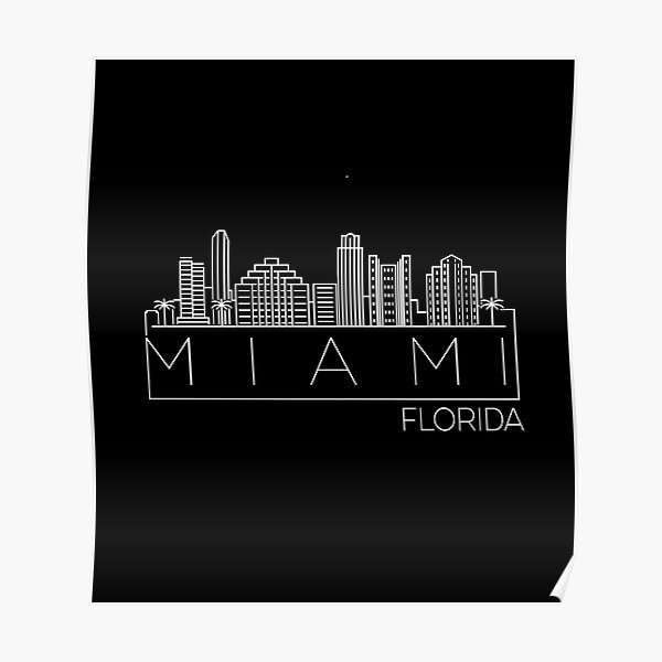 "Miami Florida Skyline Line Art" Poster for Sale by BlackCatTheory ...