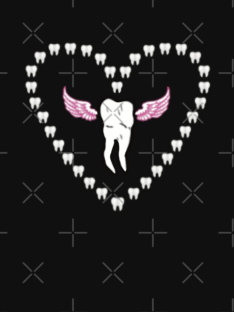 "Sweet Tooth angel wings teeth heart design - black background" T-shirt ...