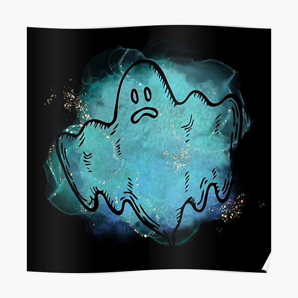 "Spooky Ghost in Blue and Gold Fog" Poster for Sale by CreativNode ...
