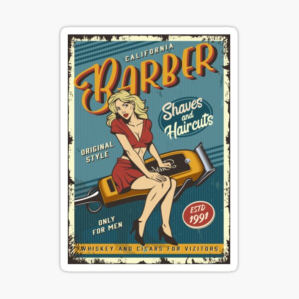 "Vintage Barber Poster Pin-Up Girl" Sticker for Sale by Jefrox | Redbubble