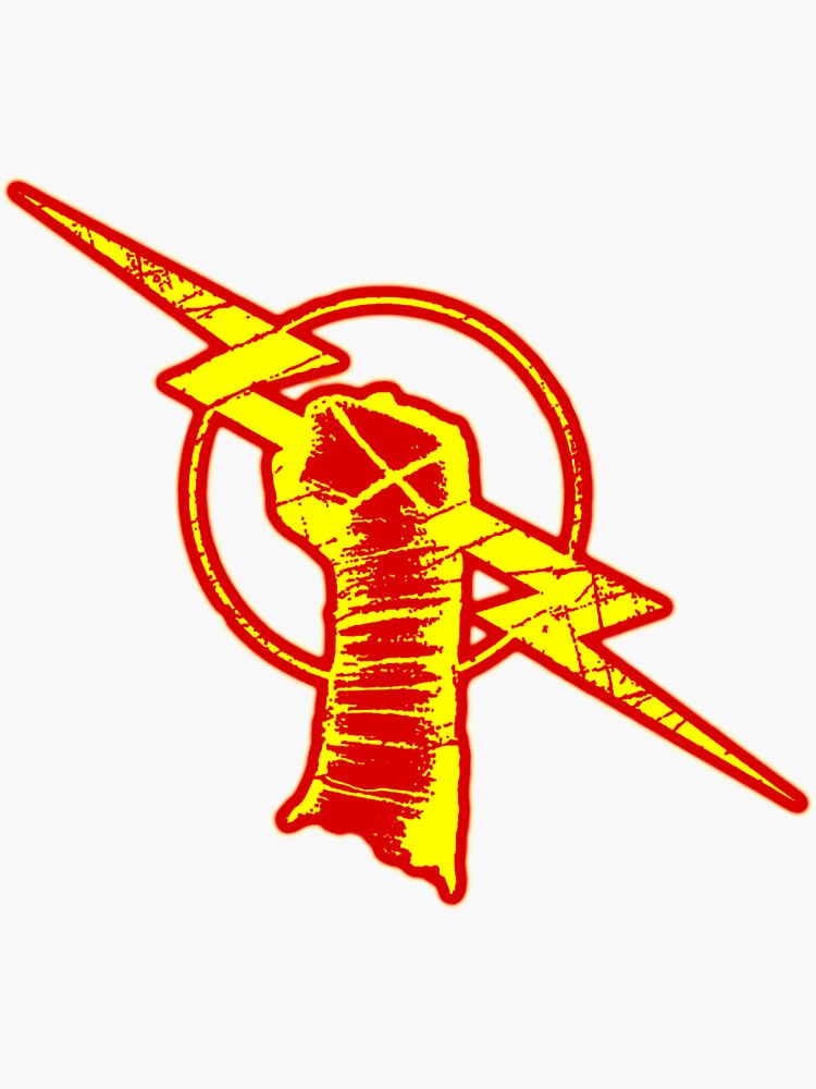 Pegatina «relámpago mano, trueno, amarillo, alentar, dar apoyo ...