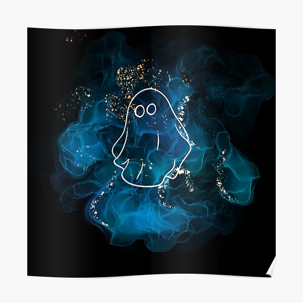 "Cute Baby Ghost in Blue and Gold Fog" Poster for Sale by CreativNode ...