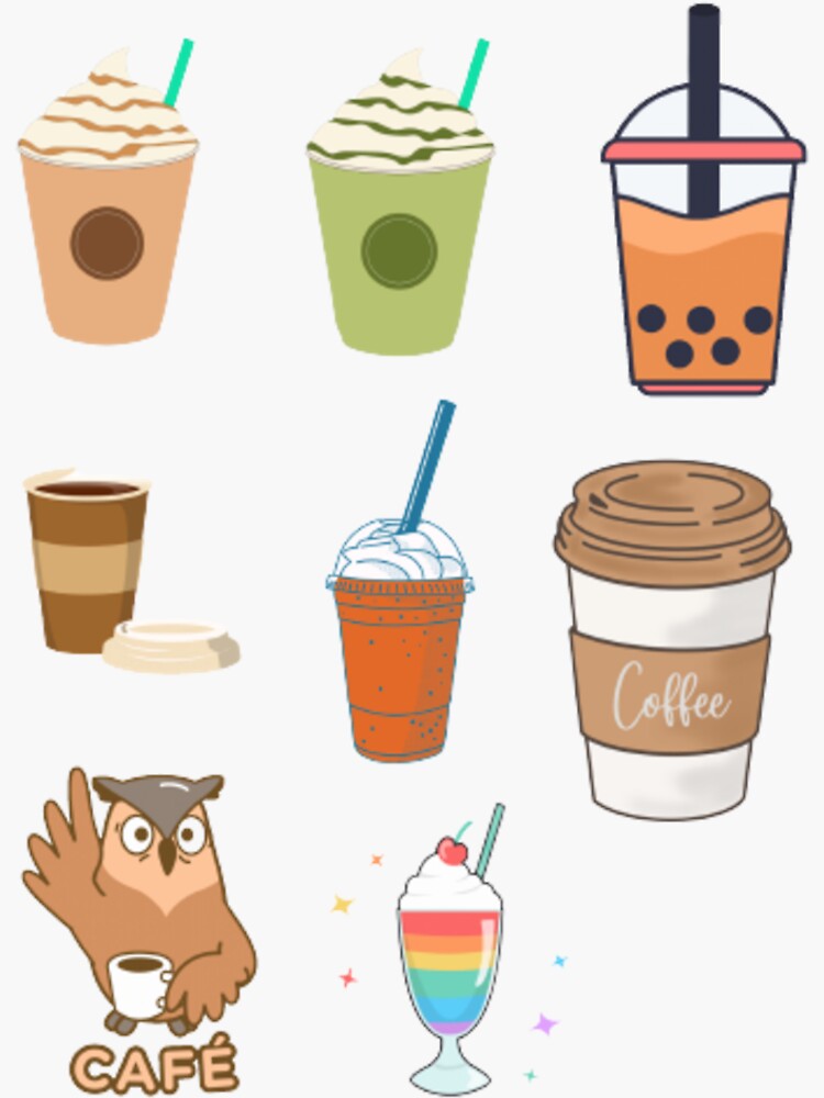 "Coffee Drinks" Sticker for Sale by FunStrawberry | Redbubble