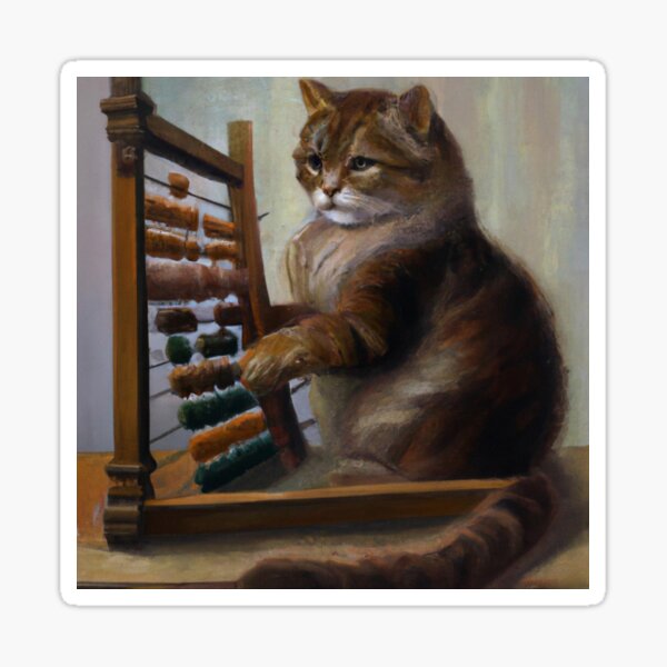 "Remy the Cat, doing math (Romanticism)" Sticker for Sale by ...