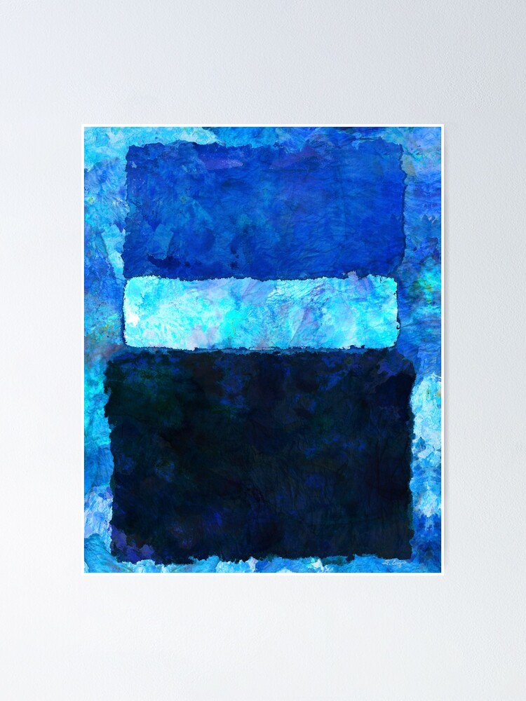"Vertical Blue Color Blocks Modern Abstract Art" Poster for Sale by ...
