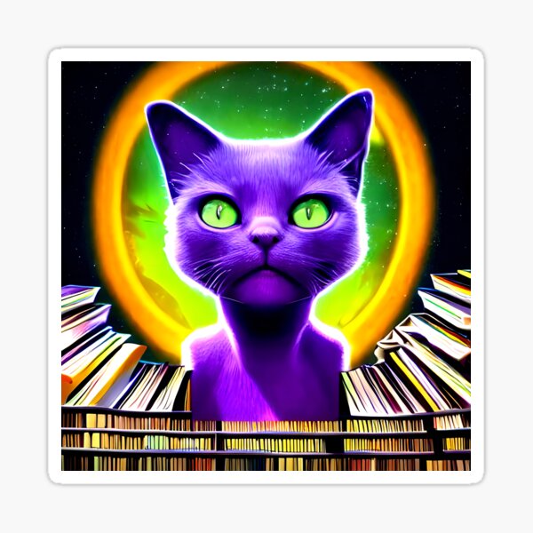 "Alien Cat in cosmic library with space view #1 - ai cat design ...
