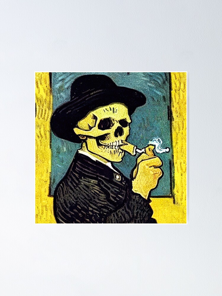 "Smoking skull portrait paint" Poster for Sale by FineArtLoverr | Redbubble