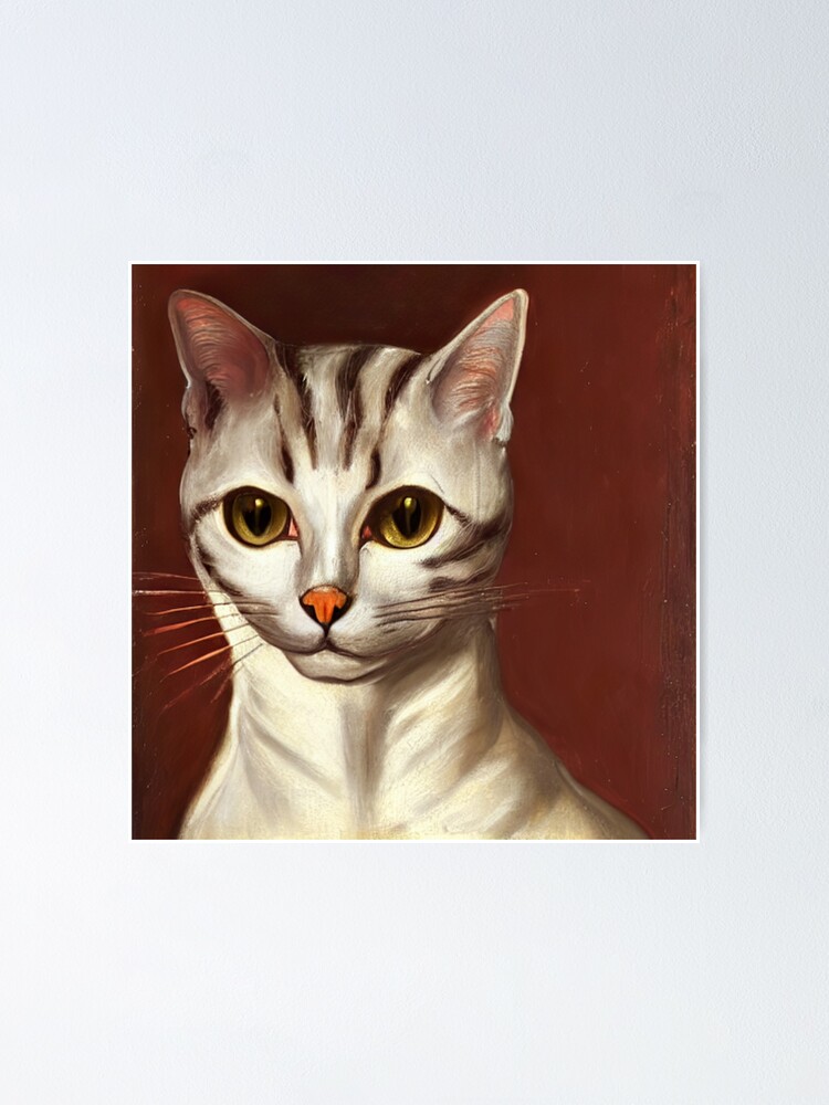 "White cat portrait paint" Poster for Sale by FineArtLoverr | Redbubble