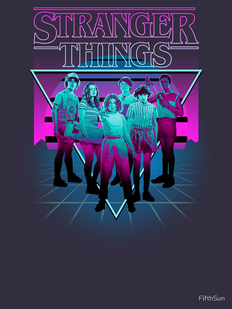 "Stranger Things Group Shot Neon Triangle" Essential T-Shirt for Sale ...