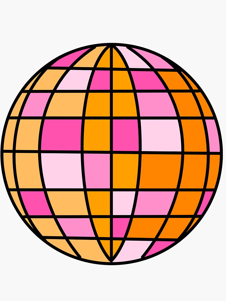 "Pink and orange disco ball " Sticker for Sale by stuckonjayna | Redbubble