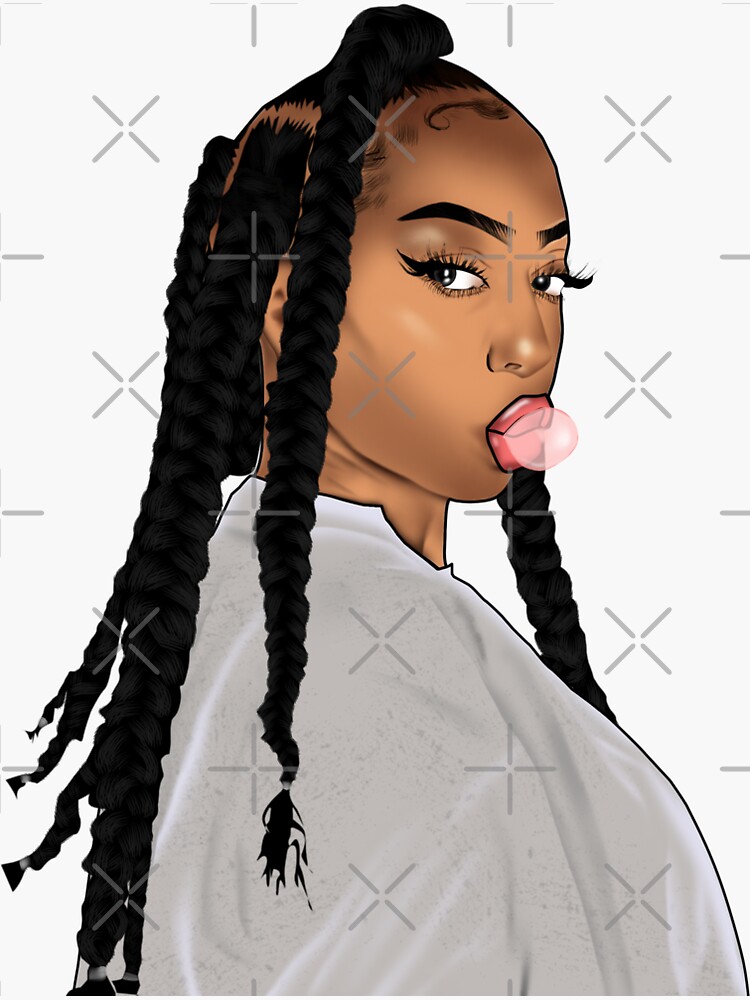 " Black girl box braids bubble gum" Sticker for Sale by Hattiezoxo ...