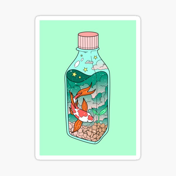 "Lofi Koi Fish in a Bottle" Sticker for Sale by SEKAPPAREL | Redbubble