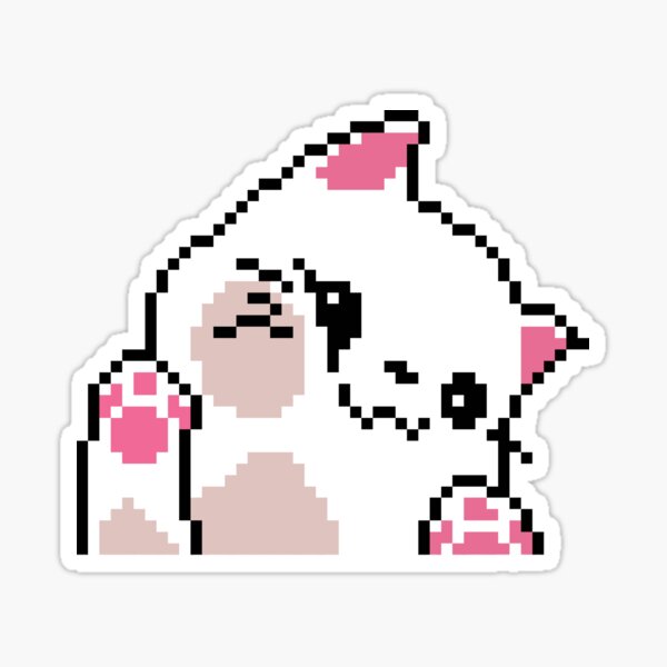 "Super cute Kawaii Kitty Cat" Sticker for Sale by PixelArtPlanet ...