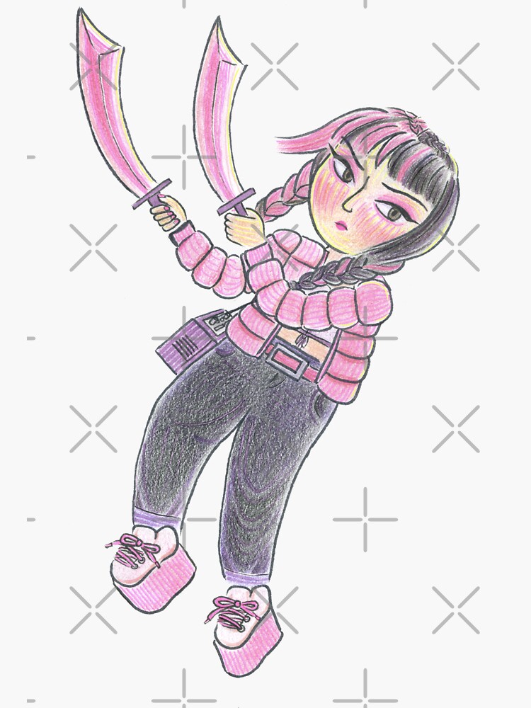 "Betty Bu with dual swords" Sticker for Sale by cinnamonrelle | Redbubble