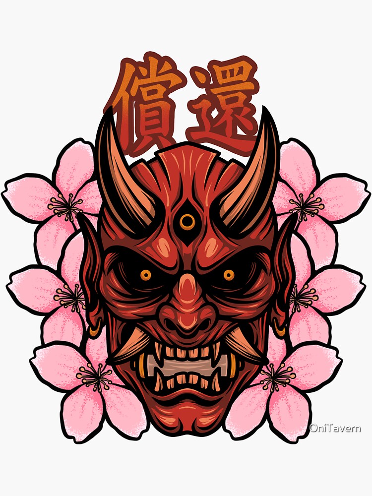 " CHERRY BLOSSOM ONI " Sticker for Sale by OniTavern | Redbubble