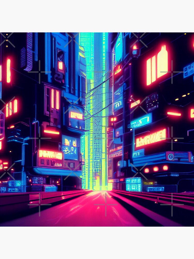 "Cyberpunk Style City Synthwave" Sticker for Sale by FantasticUAi ...