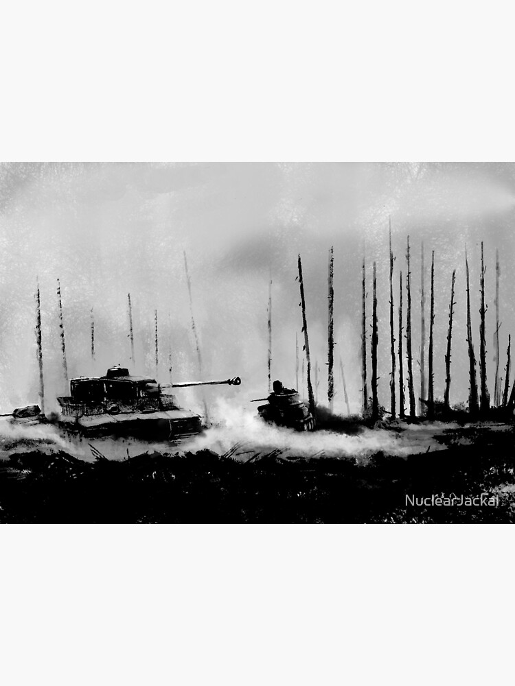 "Tiger I battling T-34 tanks (Grey version)" Poster for Sale by ...