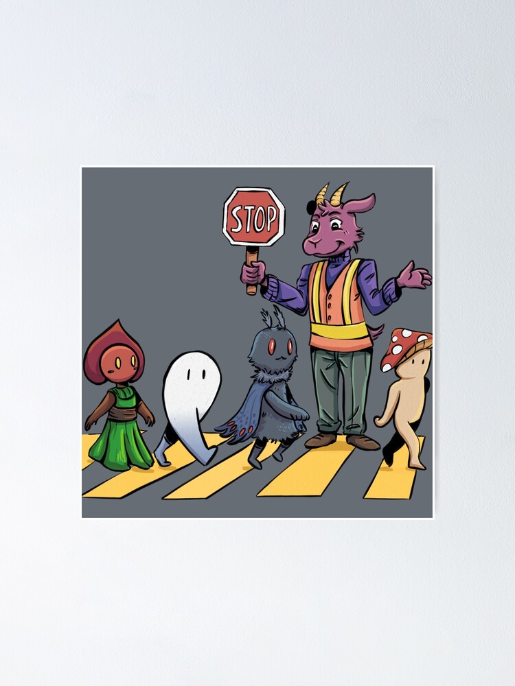 "Goatman Crossing Guard with walking Cryptids" Poster for Sale by ...