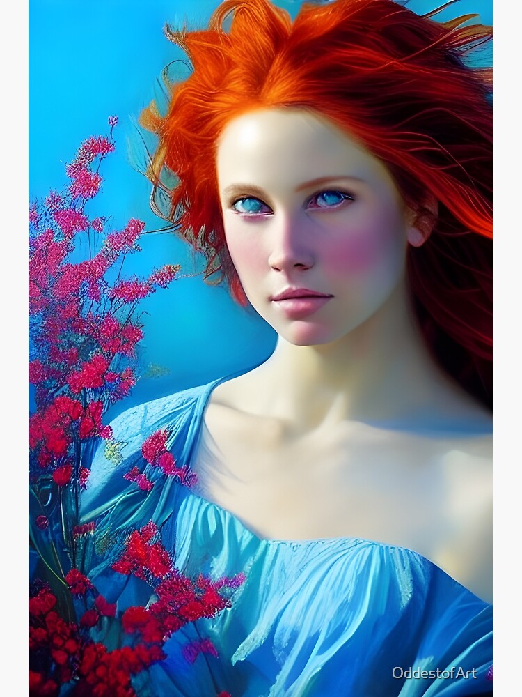 Red Hair Goddess Poster For Sale By Oddestofart Redbubble