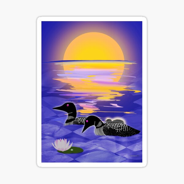 "Loon Family On Lake" Sticker for Sale by ksreiner | Redbubble