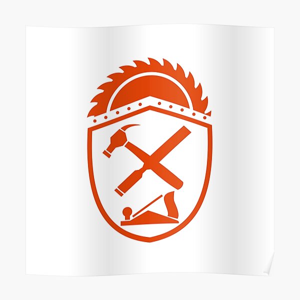 "Crossed Hammer and Rasp Tools Crest Retro" Poster by patrimonio ...