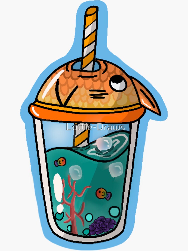 "Fish Boba Tea" Sticker for Sale by Lottie-Draws | Redbubble