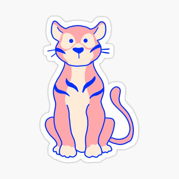 "Pink & Blue Tiger " Sticker for Sale by Echochi | Redbubble