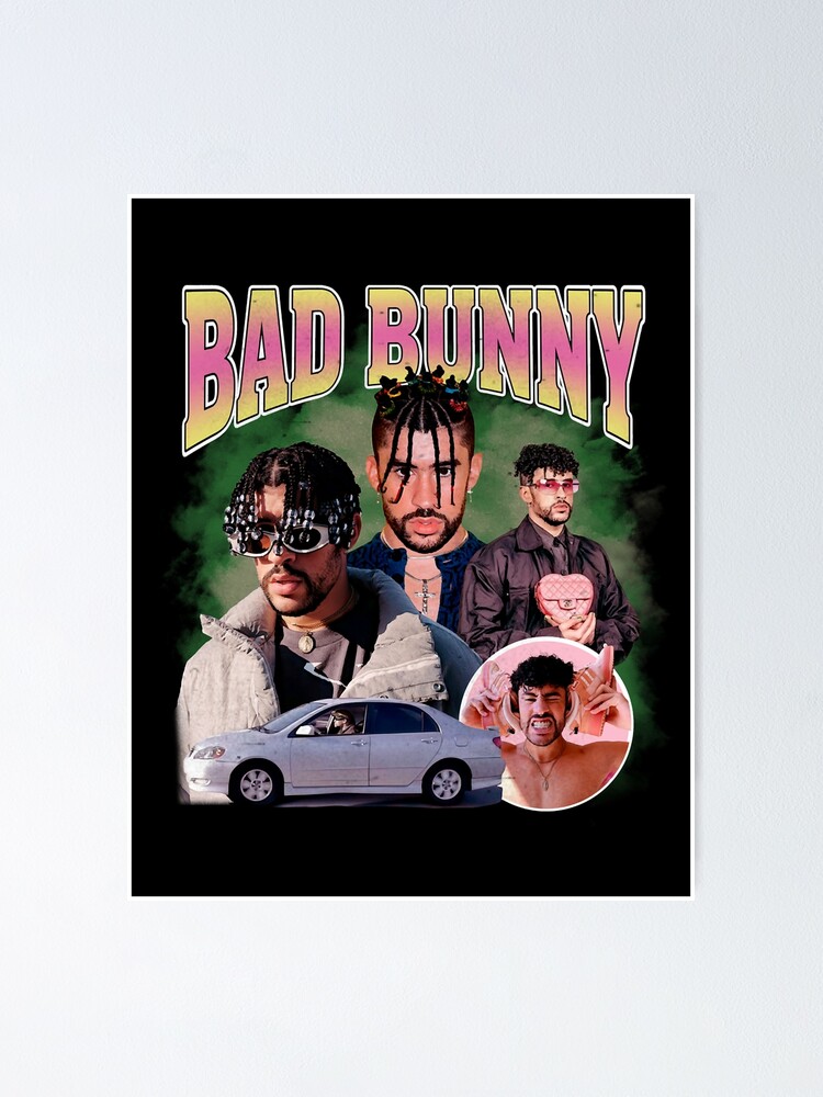 "Bad Bunny 90s Vintage x Bootleg Style Rap" Poster for Sale by ...