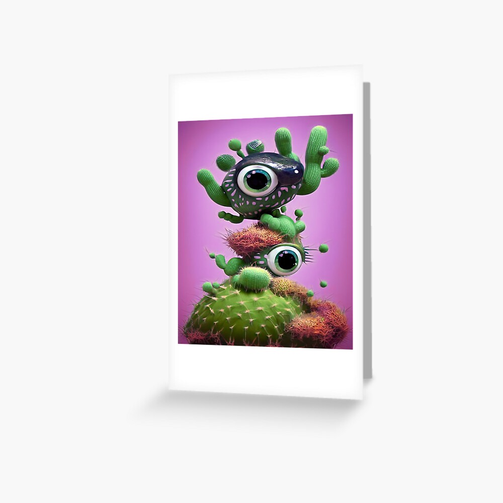 "Cute Alien Cactus Plant" Greeting Card for Sale by knurvs | Redbubble