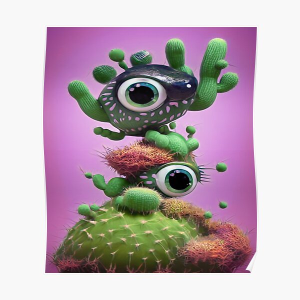 "Cute Alien Cactus Plant" Poster for Sale by knurvs | Redbubble