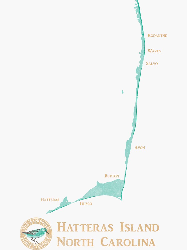 "Hatteras Island North Carolina map" Sticker for Sale by LaunchMission ...