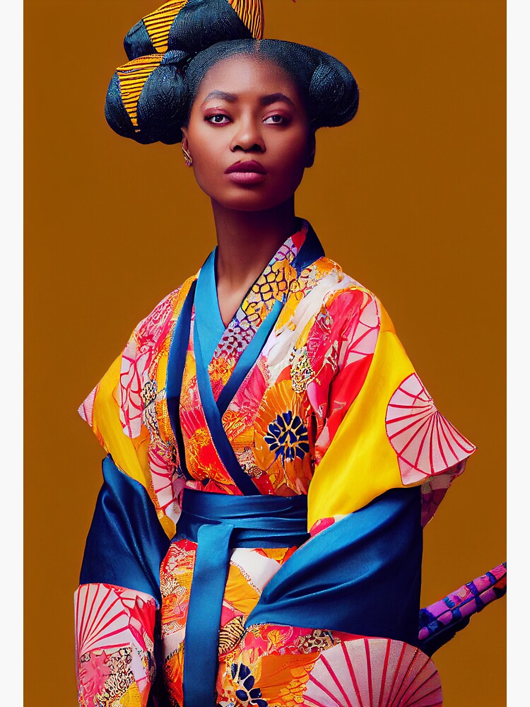 "African-Japanese fusion fashion: Colorful Kimono with unique design ...