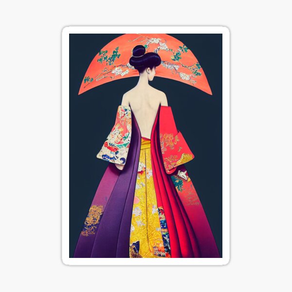 "Japan inspired evening dress" Sticker for Sale by japanreloaded ...