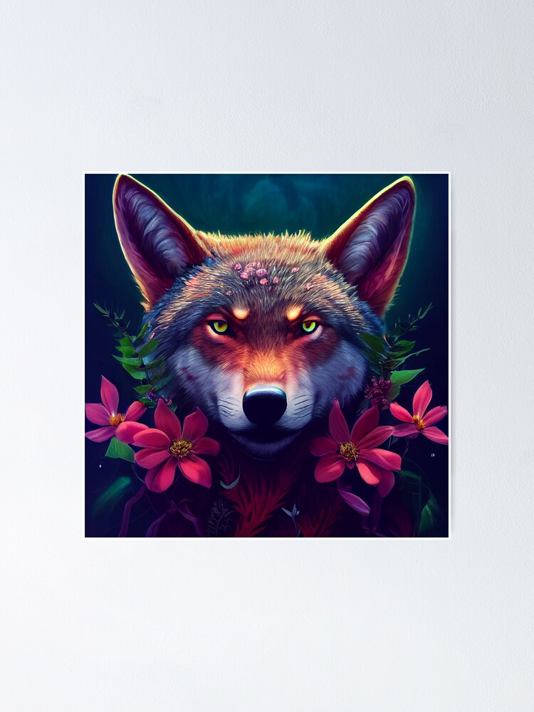 "Magic fox with flowers" Poster for Sale by MMJDSGN | Redbubble