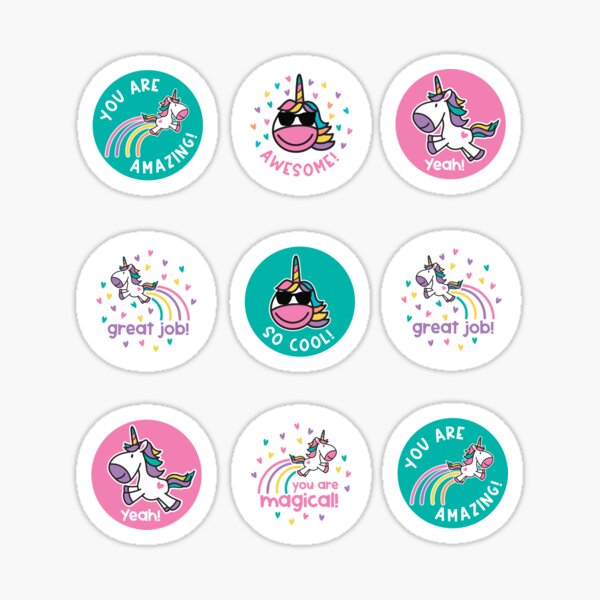 "Cute Unicorn Reward Sticker Pack" Sticker for Sale by FunckyDesigns ...