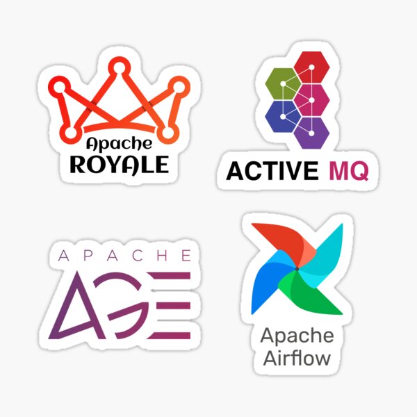 Apache Royale, ActiveMQ, AGE, Airflow - 4x Sticker Combo Pack" Sticker ...