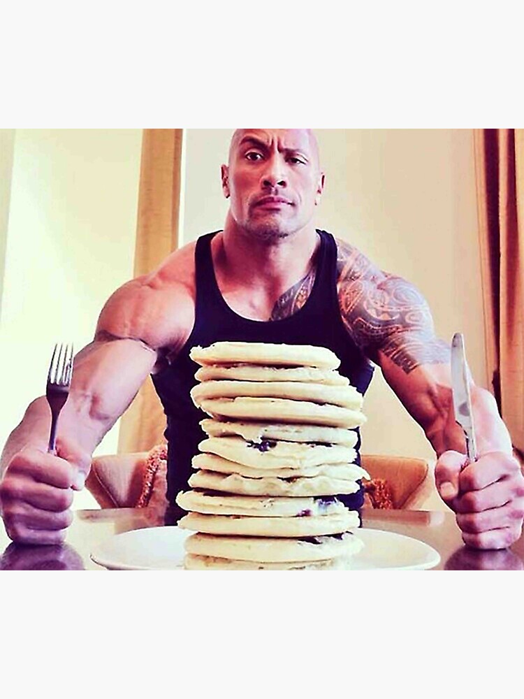 "Dwayne The Rock Johnson Eating Blueberry Pancakes Poster" Sticker for ...