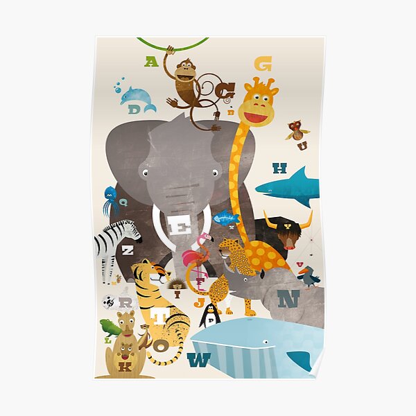 "Illustration nursery letter salad - animals from A to Z" Poster by ...